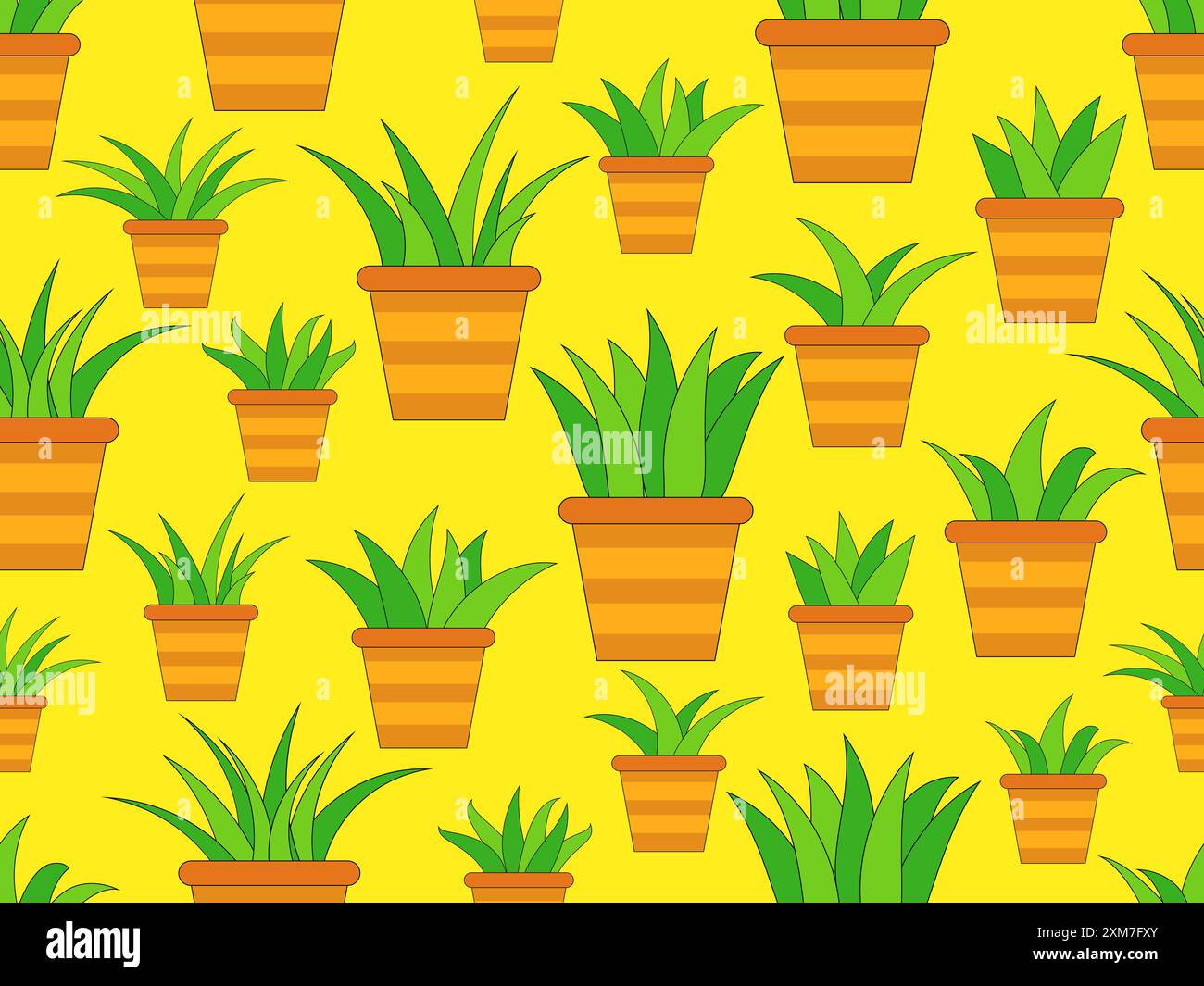 Seamless pattern with potted indoor plants in minimalist style. Indoor ...