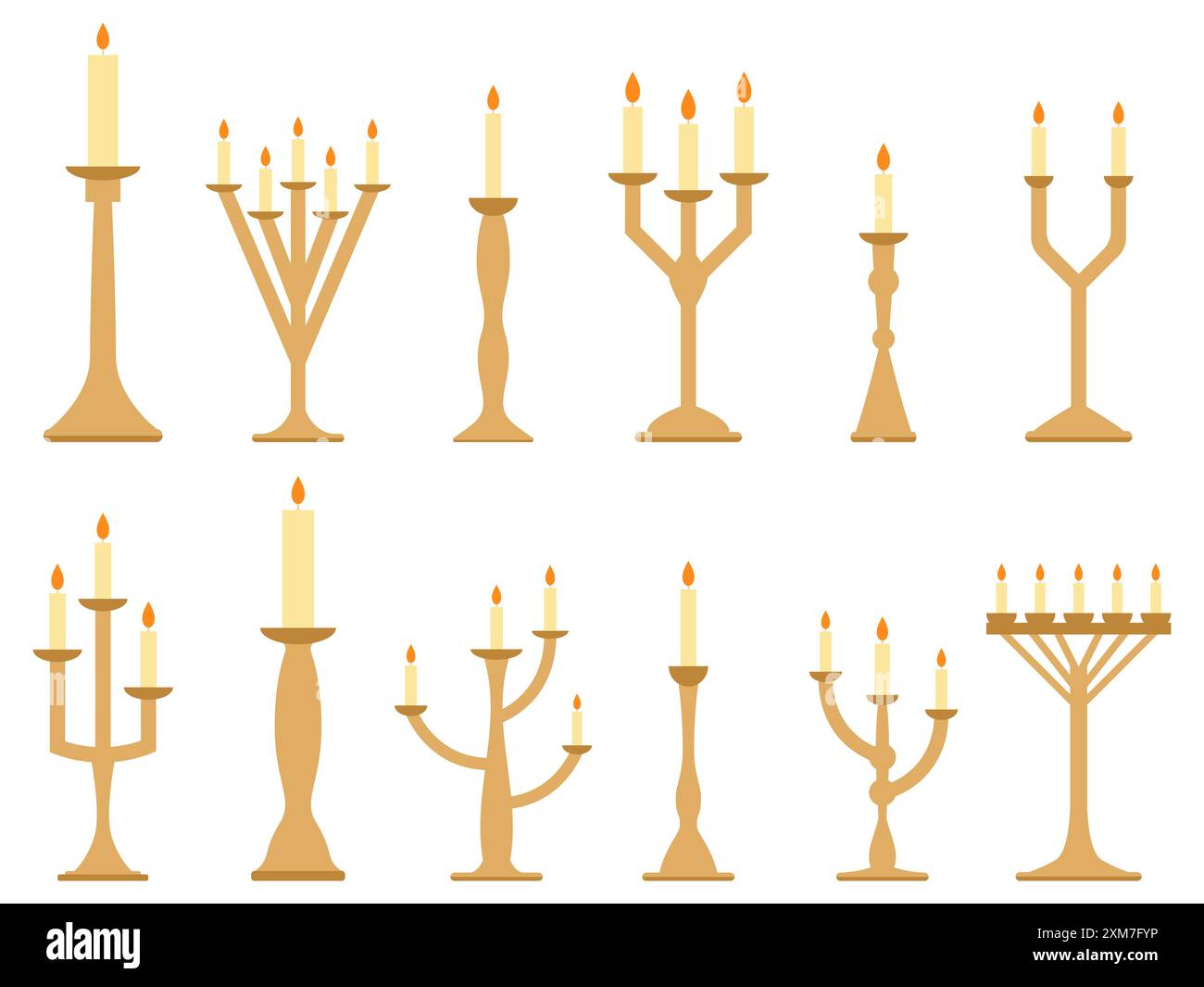 Candlesticks icon set in minimalist style. Candle holder isolated on ...