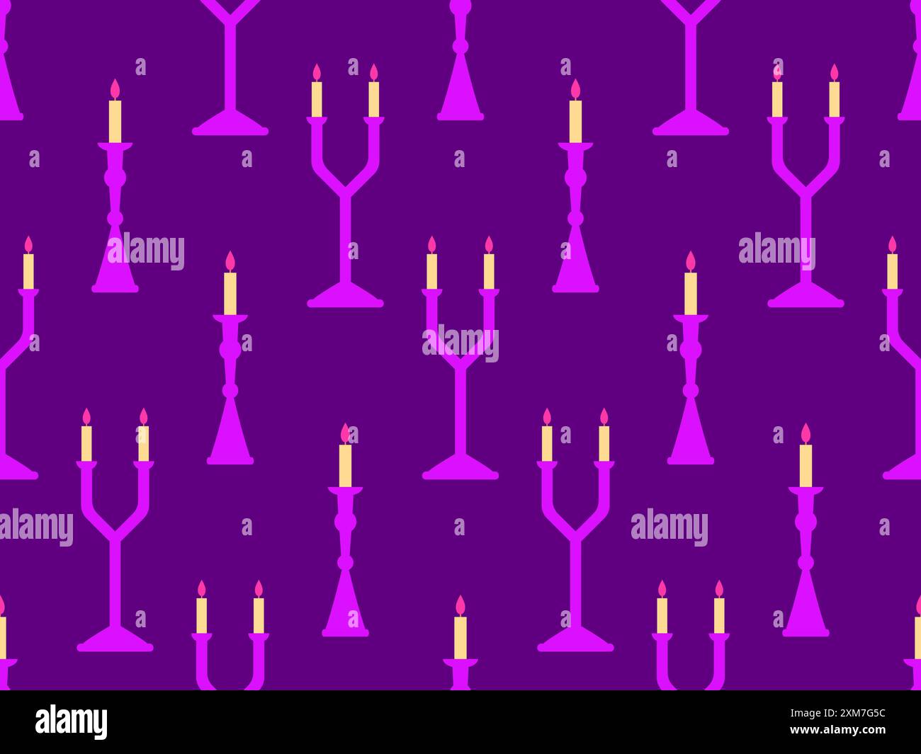 Candlesticks seamless pattern. Candlestick with candles. Candle holder ...