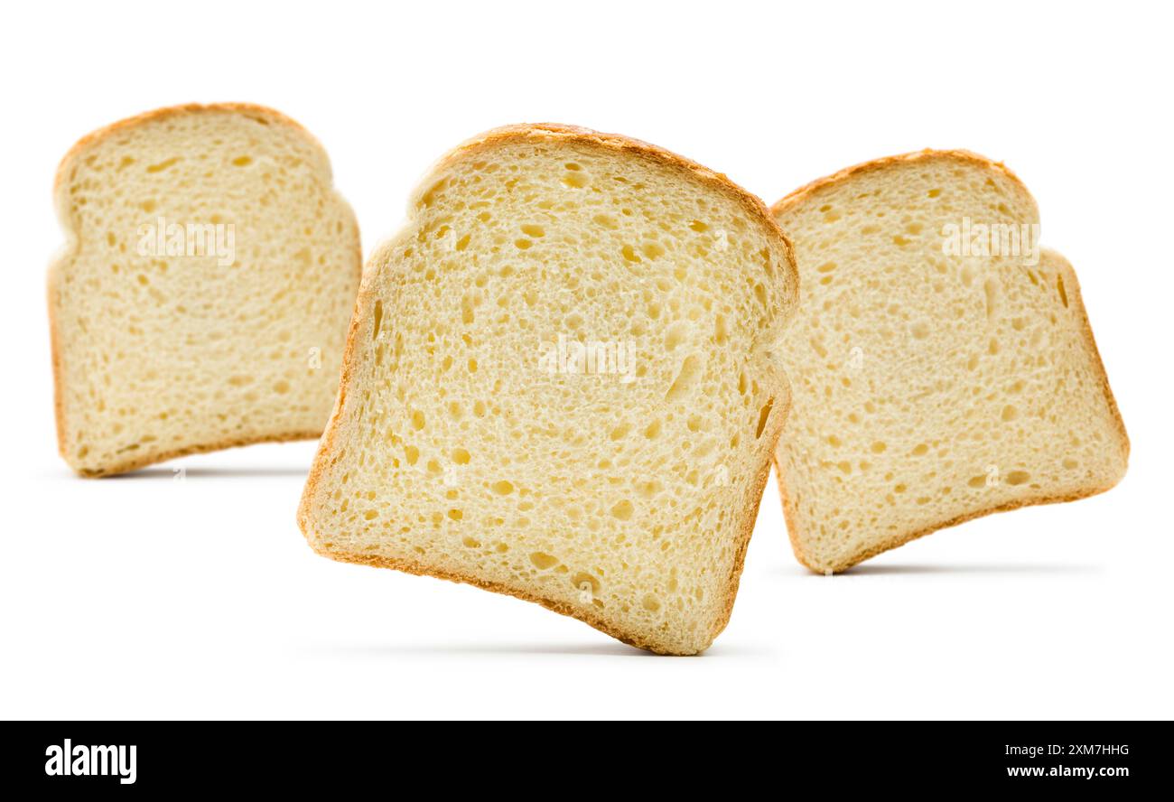 Slices of white bread front view on white background Stock Photo - Alamy