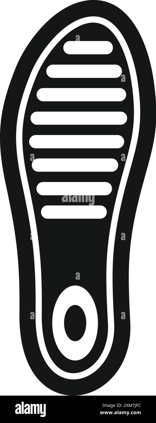 Black and white icon of an orthopedic insole, promoting foot health and ...