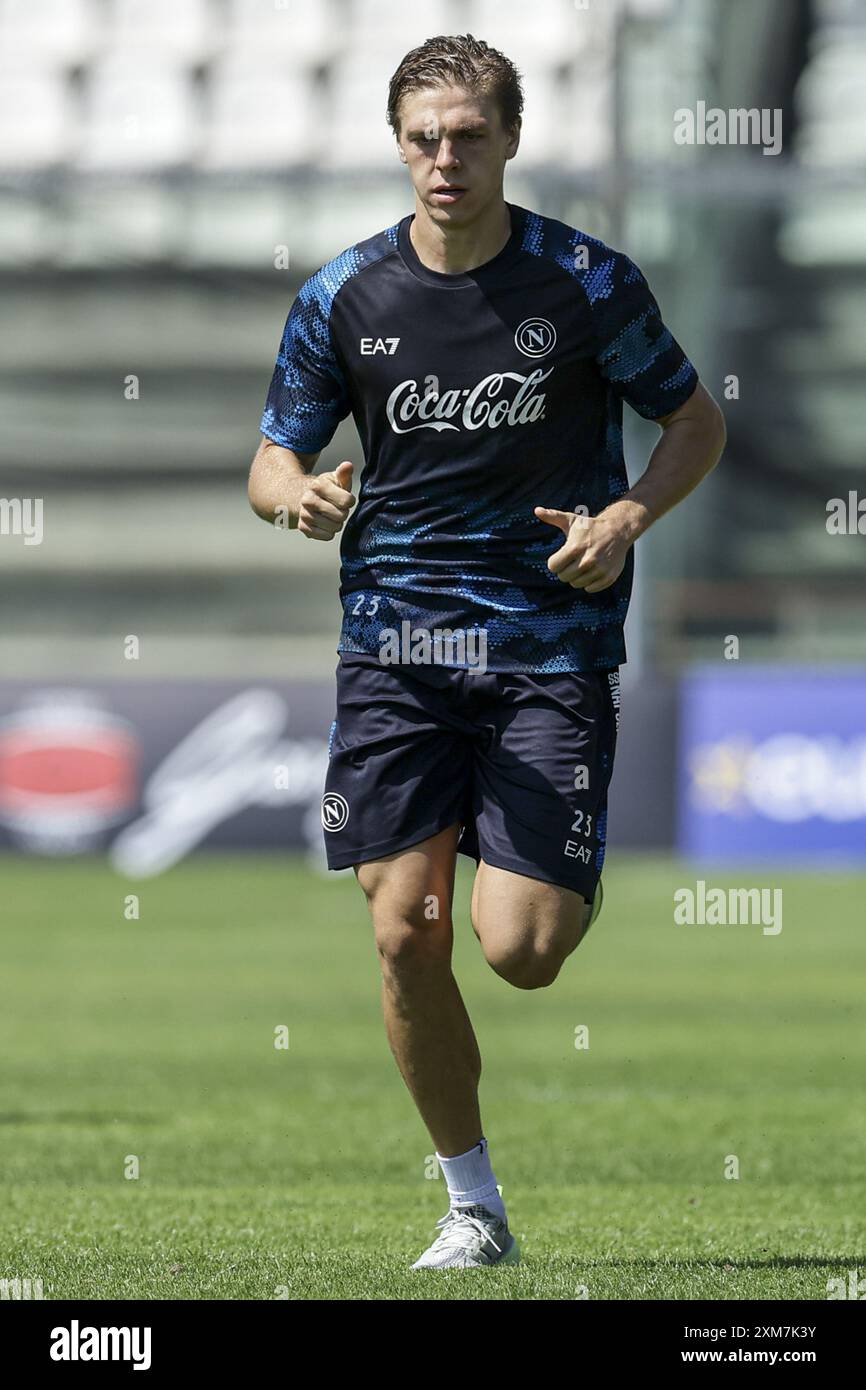 Napoli's Italian midfielder Alessio Zerbin during SSC Napoli's 2024-25 ...