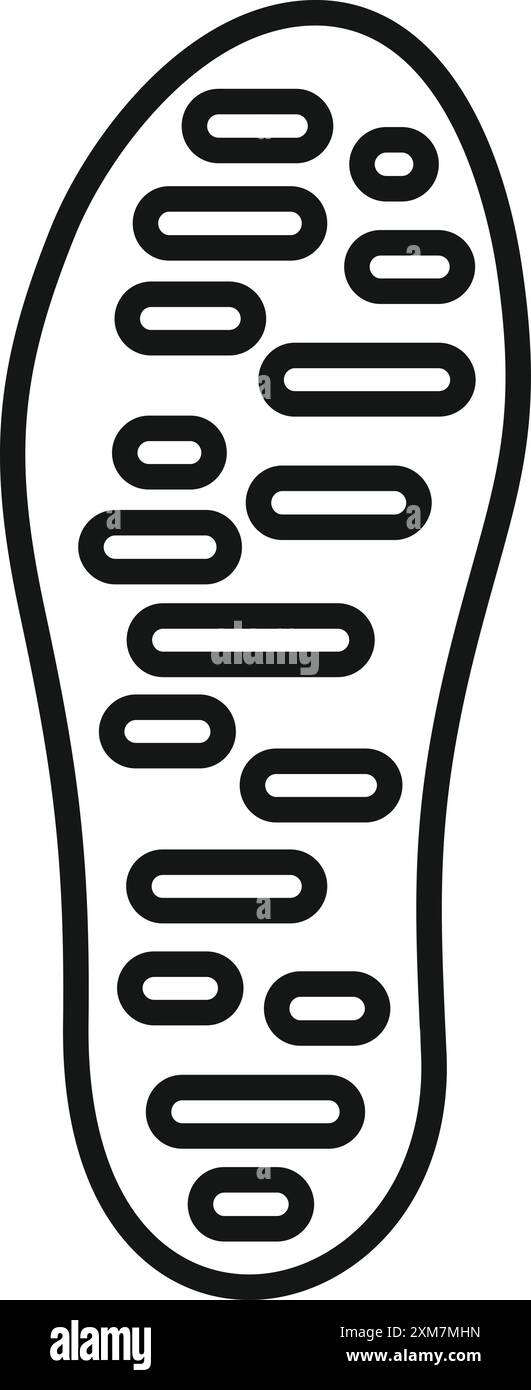 Black and white line drawing of a hiking boot sole with deep lugs for ...