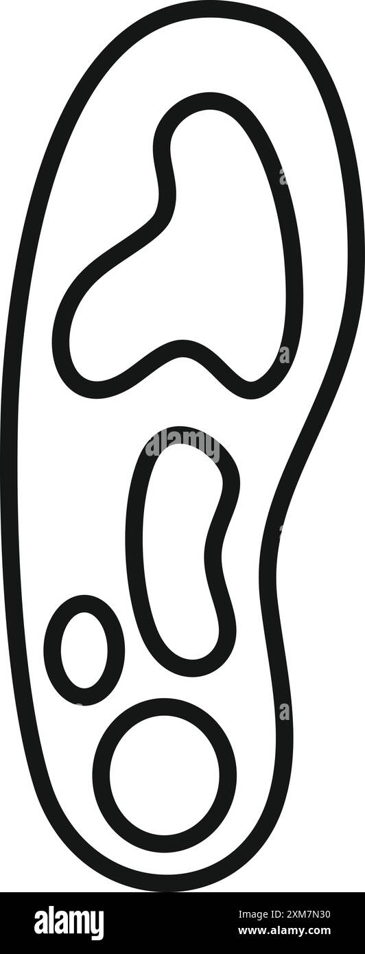 Line drawing of an orthopedic insole showing the different support ...