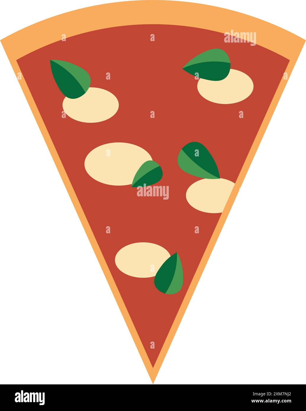 Slice of pizza margherita drawing in flat style, slice pizza with ...