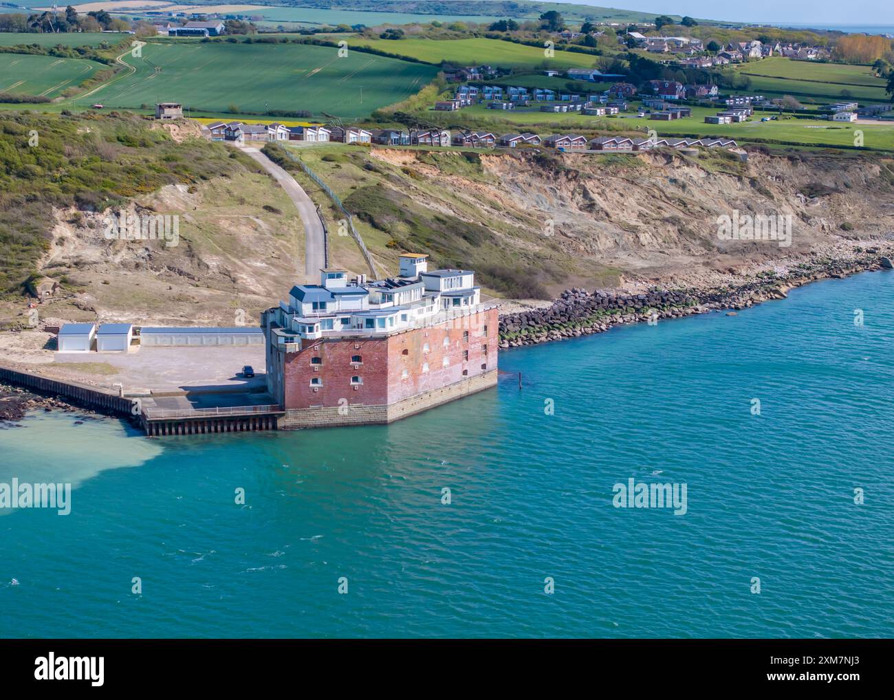 Fort Albert on the Isle of Wight showing building and residents ...