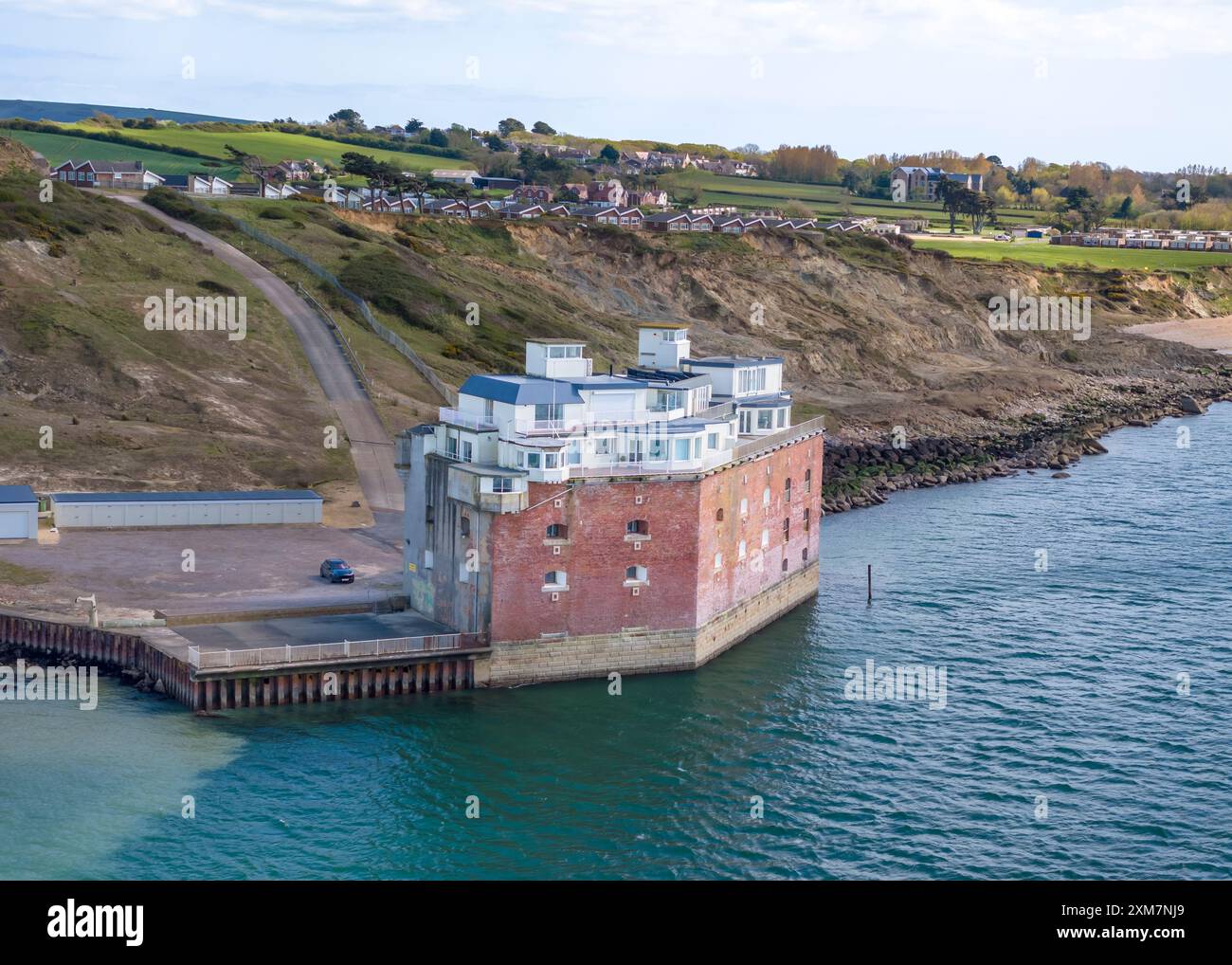 Fort Albert on the Isle of Wight showing building and residents ...