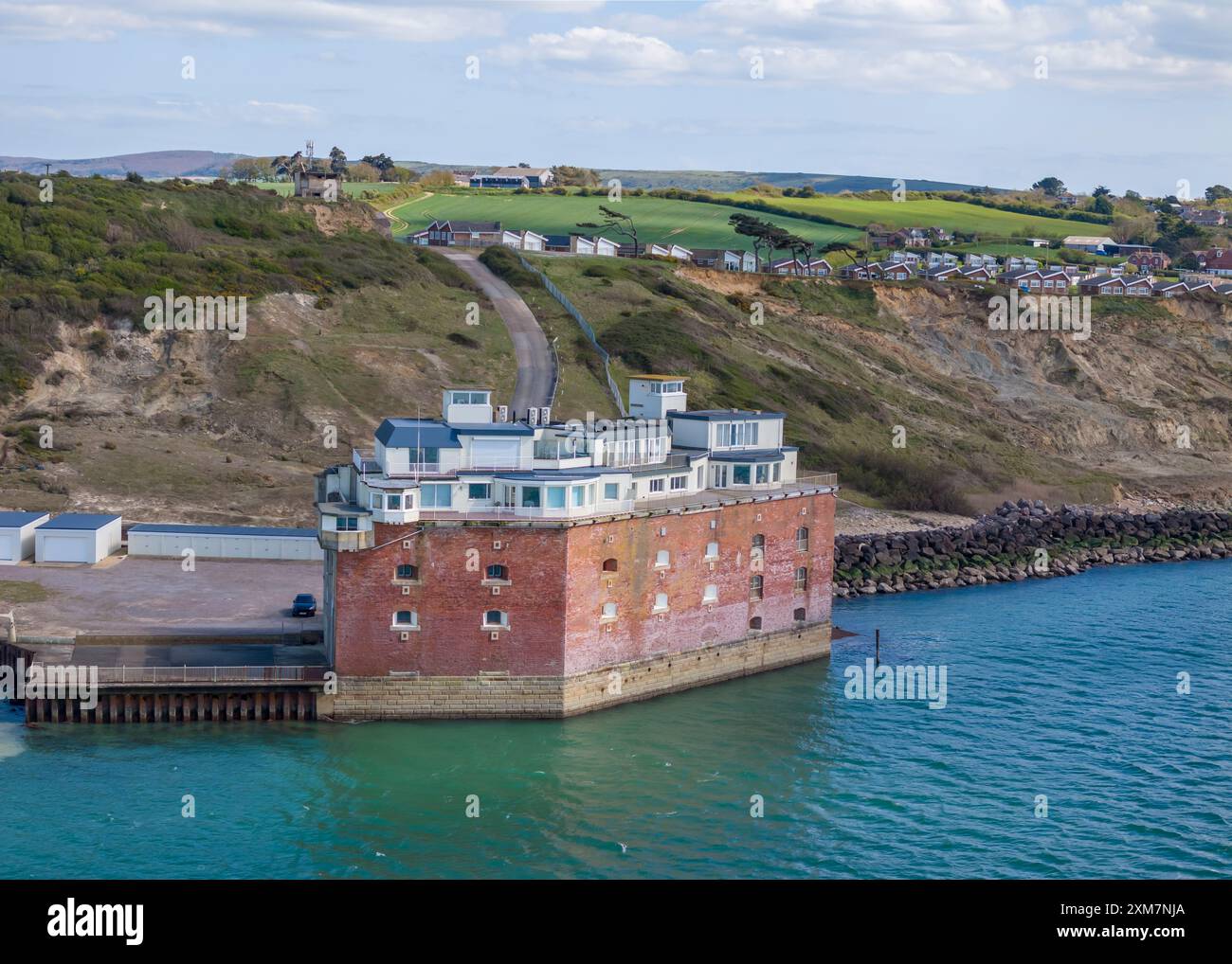 Fort Albert on the Isle of Wight showing building and residents ...