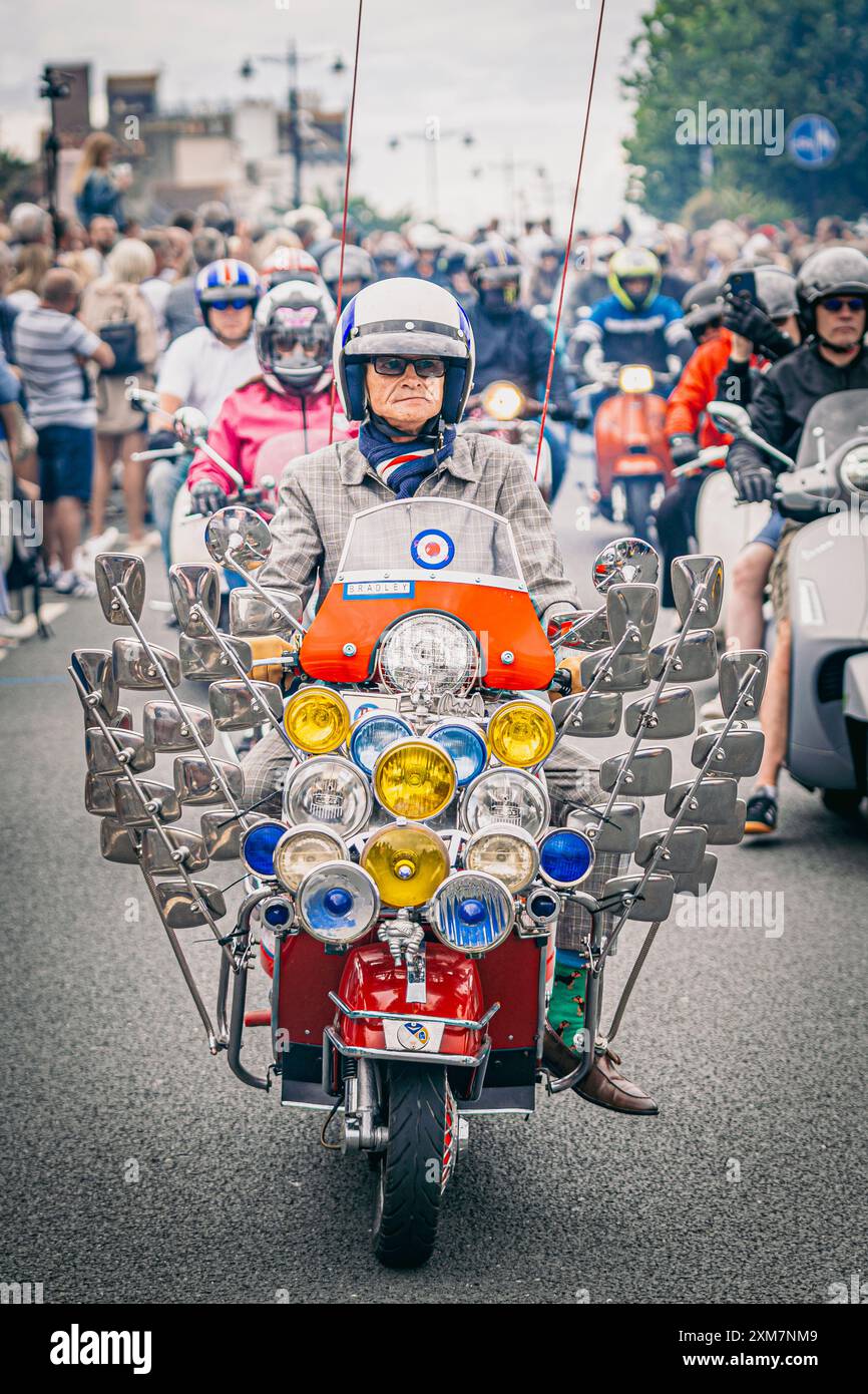 Isle of Wight Scooter Rally, Mods on Lambretta and Vespa motorbikes ...