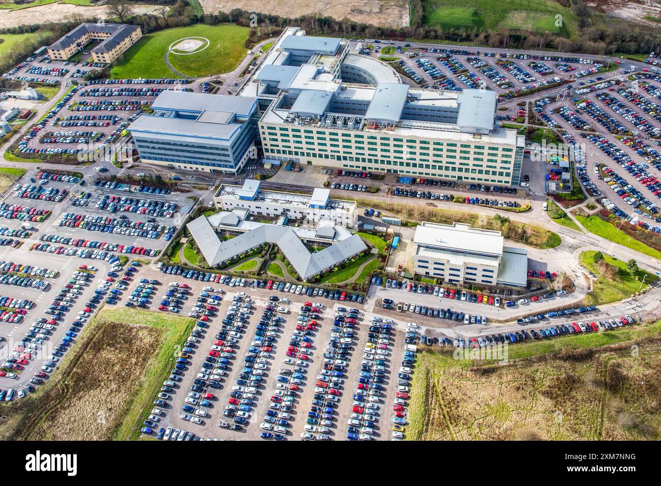 Swindon Great Western Hospital with carparks and helipad taken from the ...