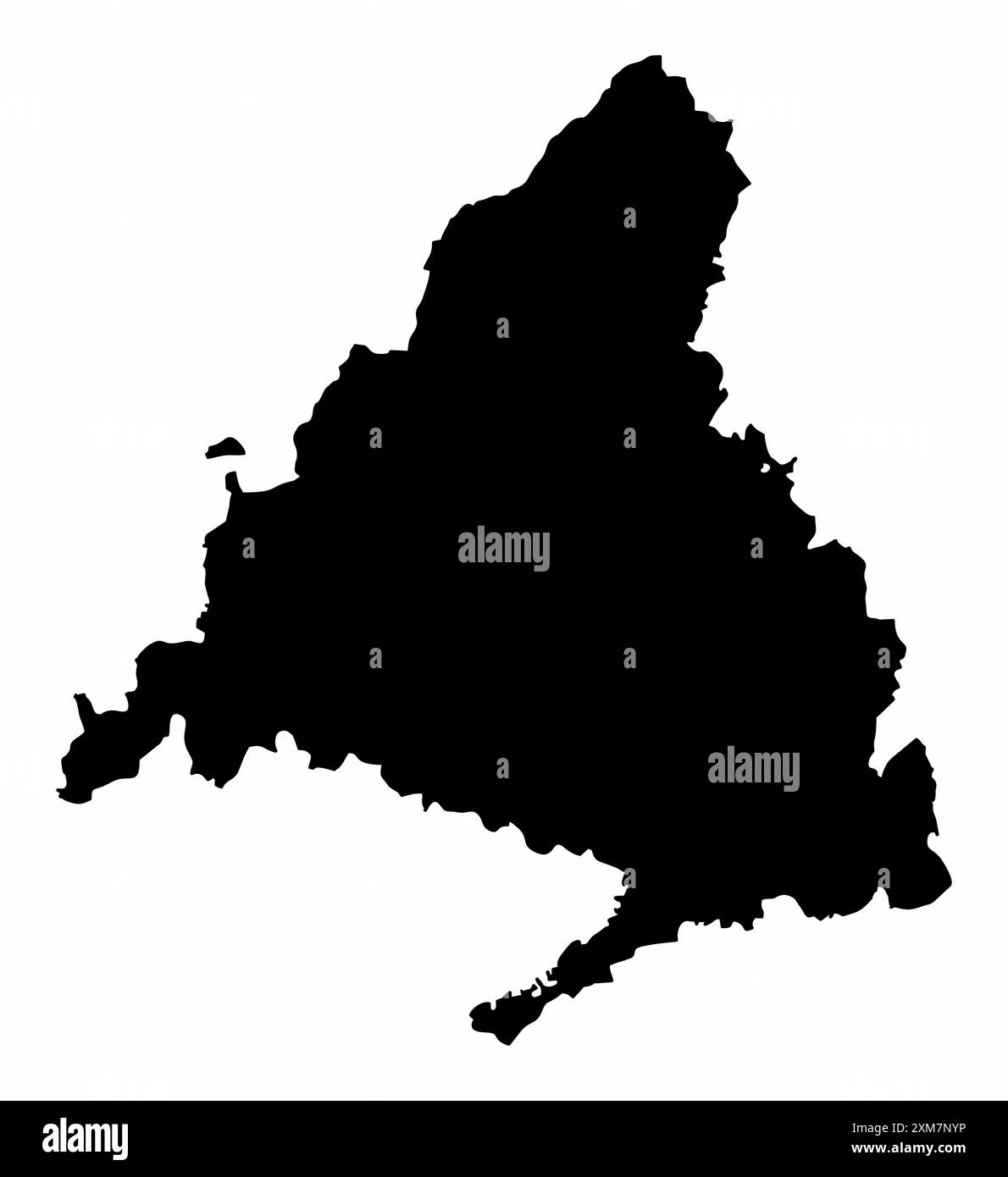 Community of Madrid silhouette map isolated on white background, Spain ...