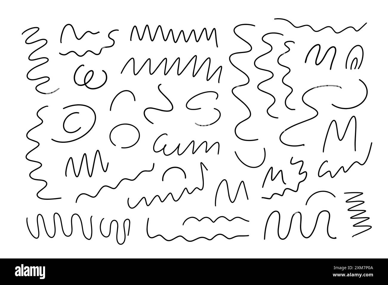 Abstract thin curly lines set in random order doodle outline simple ...