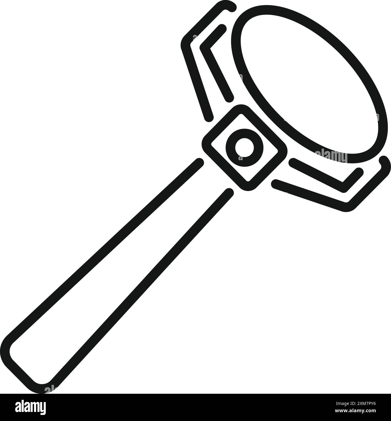 Line icon of robotic arm holding magnifying glass representing ...