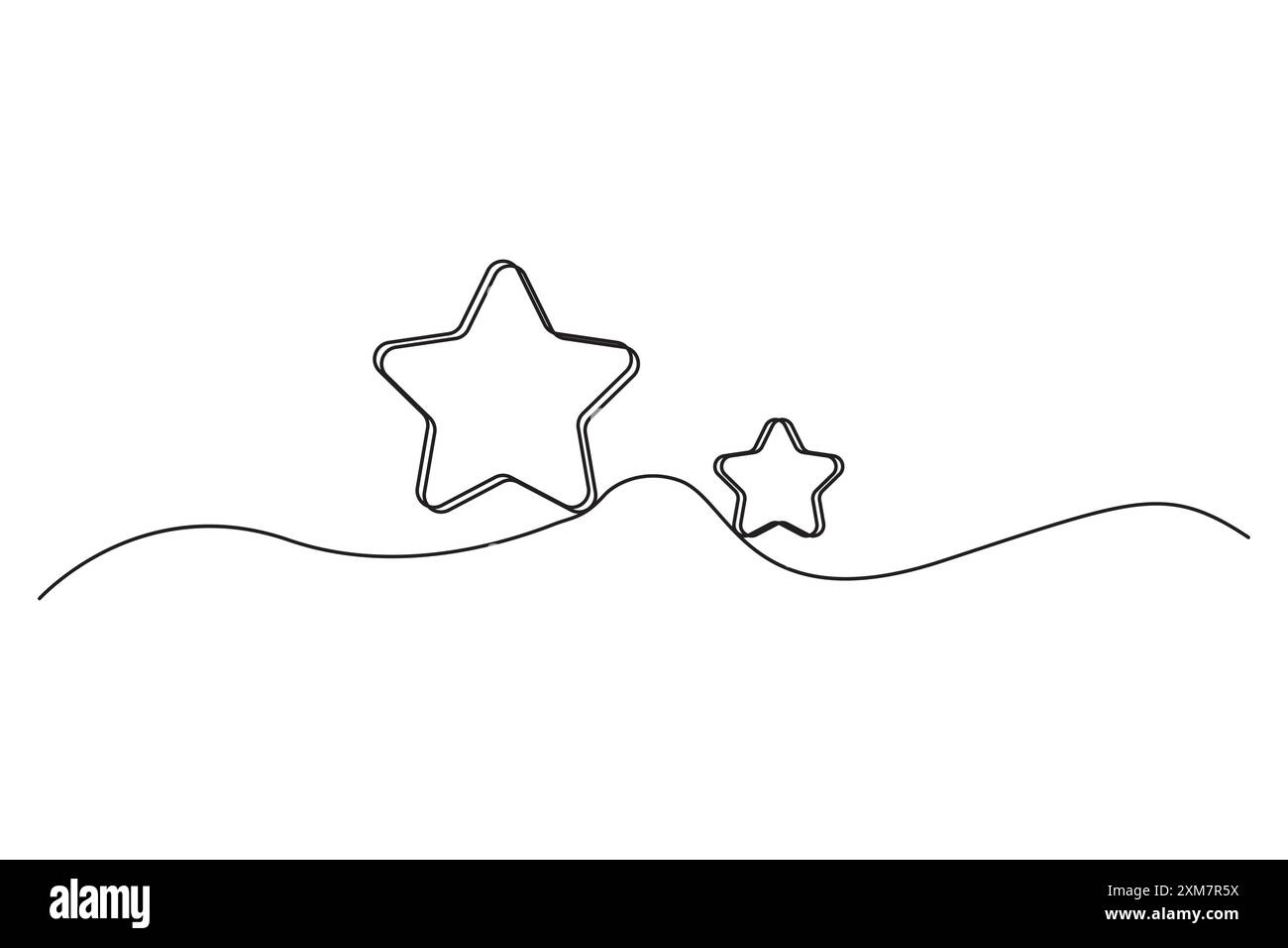 Outline star shapes. Wavy line base. Simple minimalist design. Vector ...