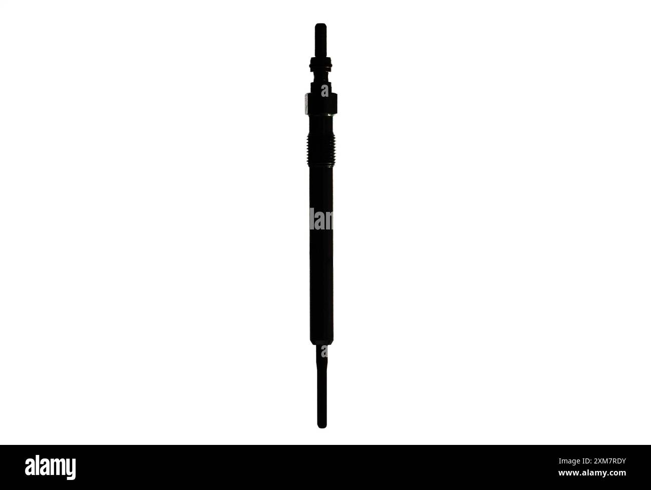 Modern ceramic rod black glow plug for diesel engine on a white ...