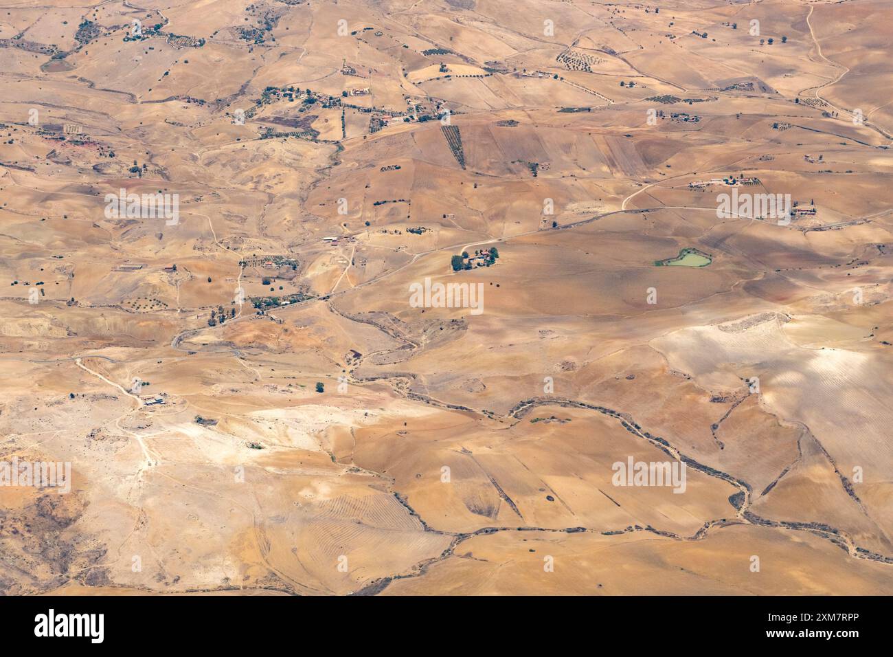 An aerial view of the parched and drought stricken landscape of ...