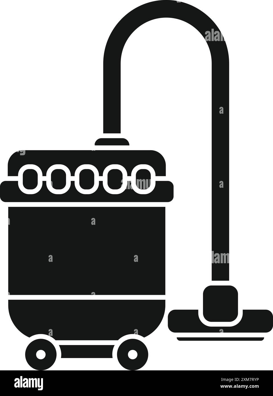 Black icon of a vacuum cleaner using suction power, with a full dust ...