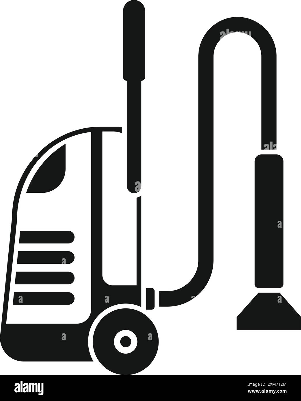 Cleaning service vacuum cleaner removing dust from floor icon. Simple ...