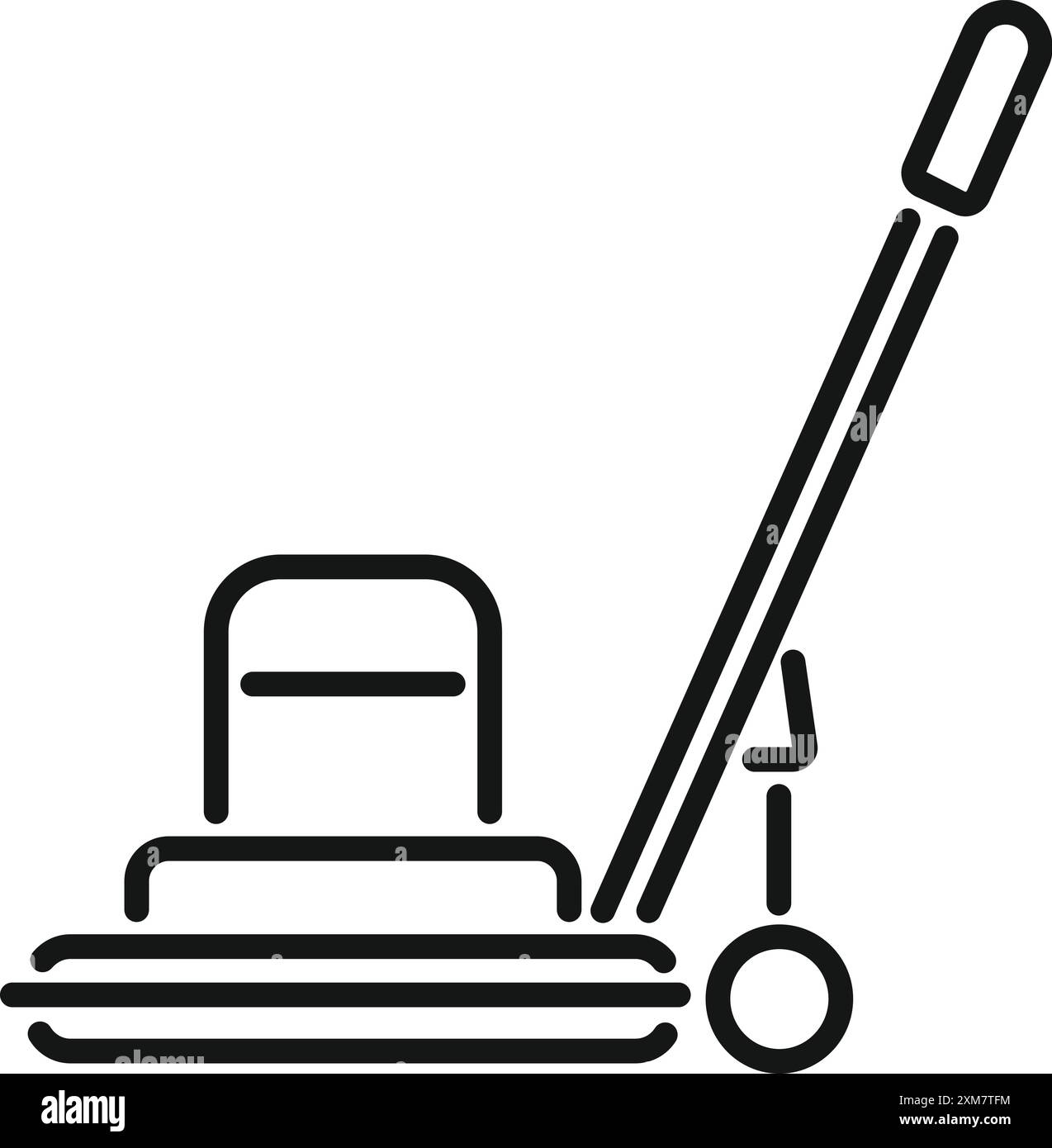 Cleaning lady using a professional floor polishing machine for cleaning ...