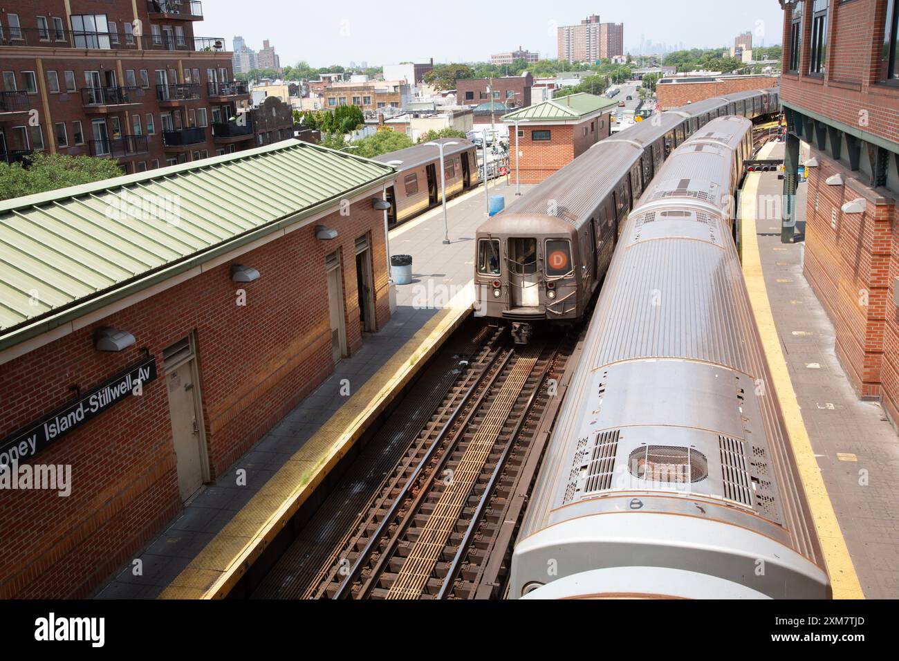Trains pull into the Stillwell Avenue Subway Station at Coney Island ...