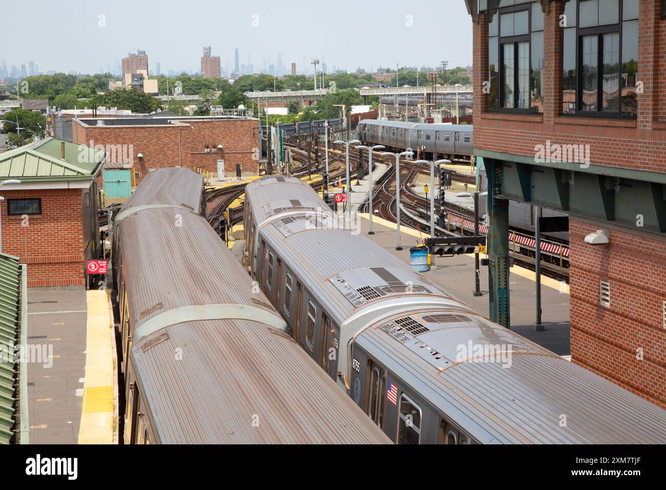 Trains pull into the Stillwell Avenue Subway Station at Coney Island ...