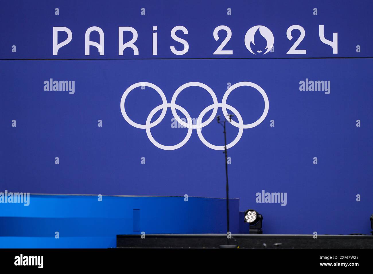 General view of the olympics rings during the opening ceremony at ...