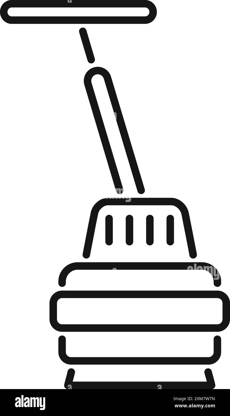 Line icon of a floor polishing machine showing the concept of cleaning ...