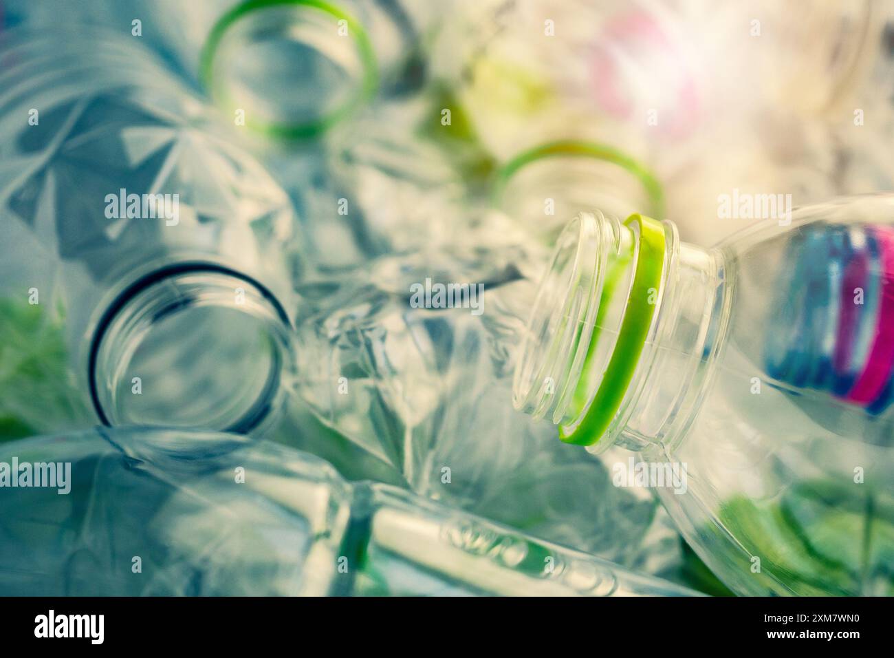 plastic bottles recycling background concept Stock Photo - Alamy
