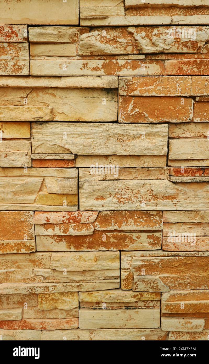 Front View of Brown Rough Stone Blocked Wall for Wallpaper and ...