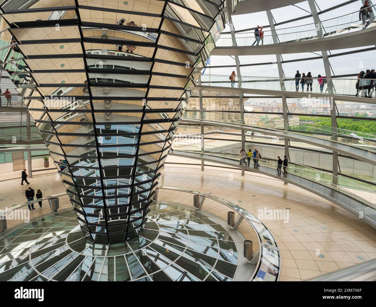 Berlin, Germany - May 2022: View of the Reichstag dome. The dome is a ...