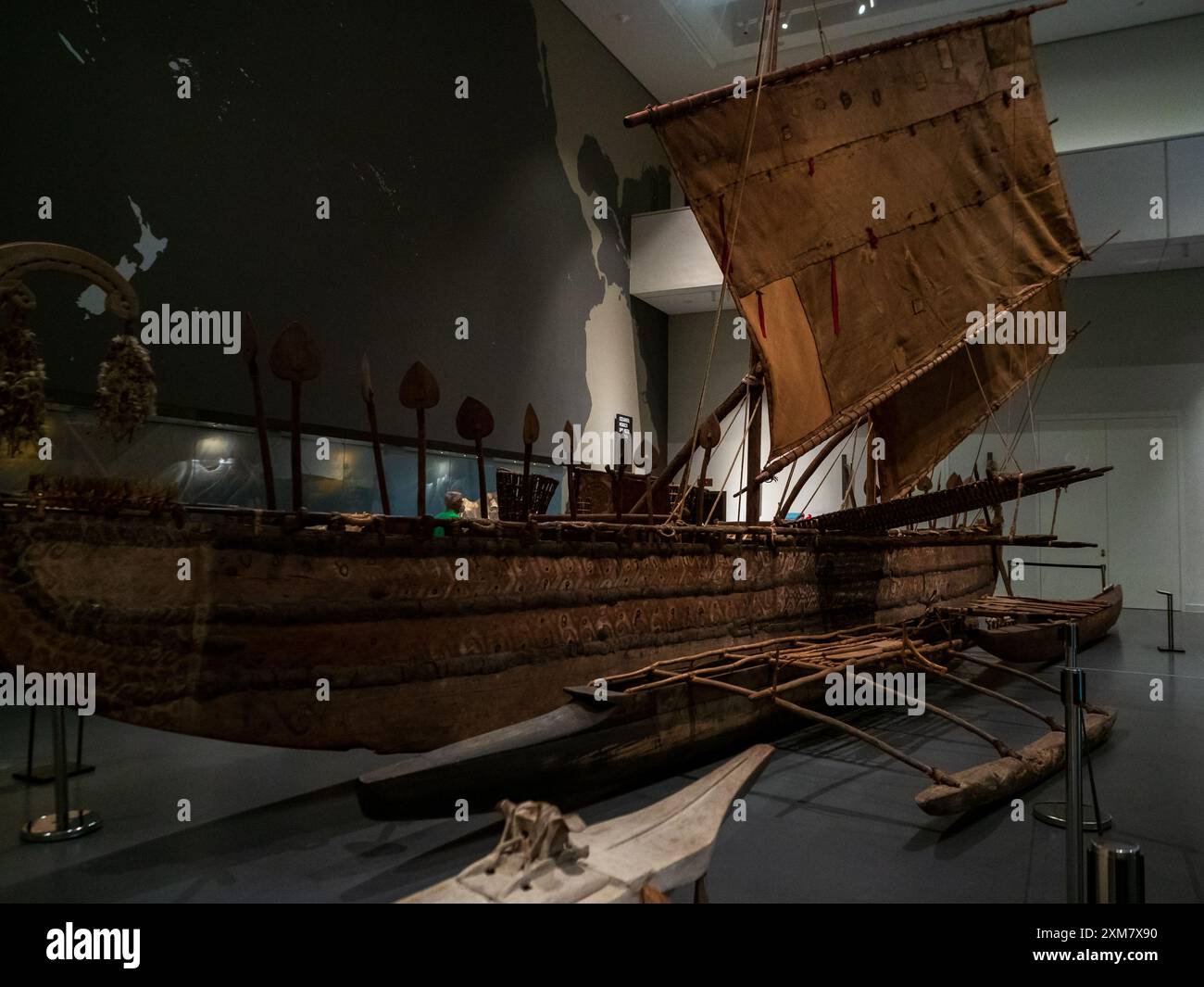Berlin, Germany - Sep, 2022: Te puke, outrigger boat "Maunga Nefu' fron ...