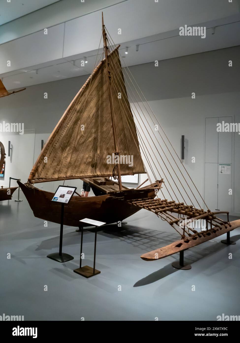 Berlin, Germany - Sep, 2022: Te puke, outrigger boat "Maunga Nefu' fron ...