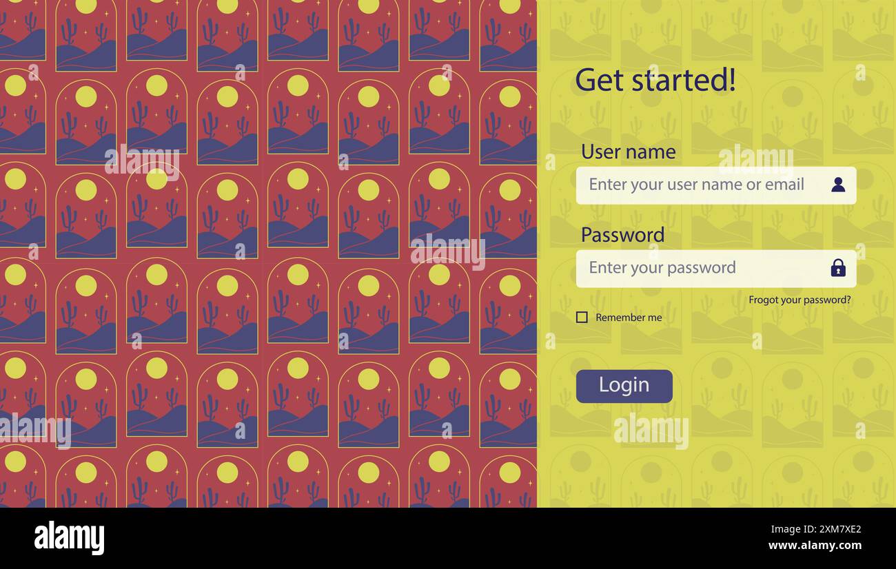 Login form user interface vector template. Flat design log in landing ...