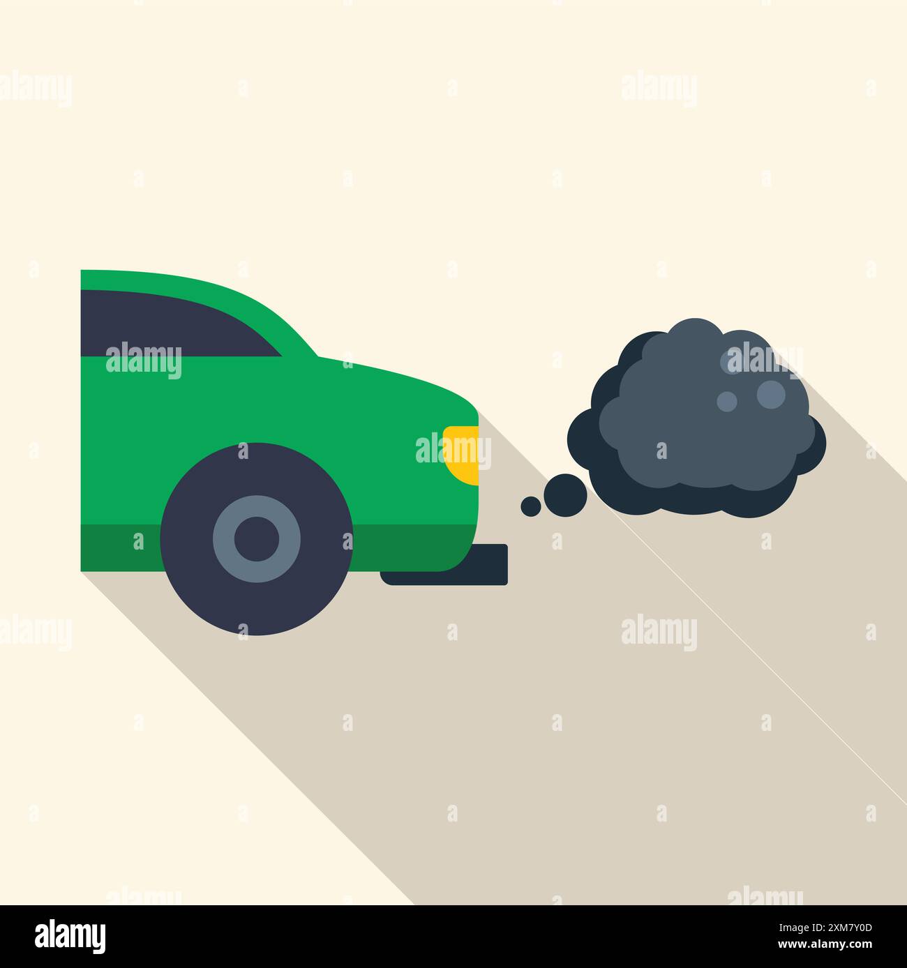 Green car emitting black smoke from its exhaust pipe, symbolizing ...
