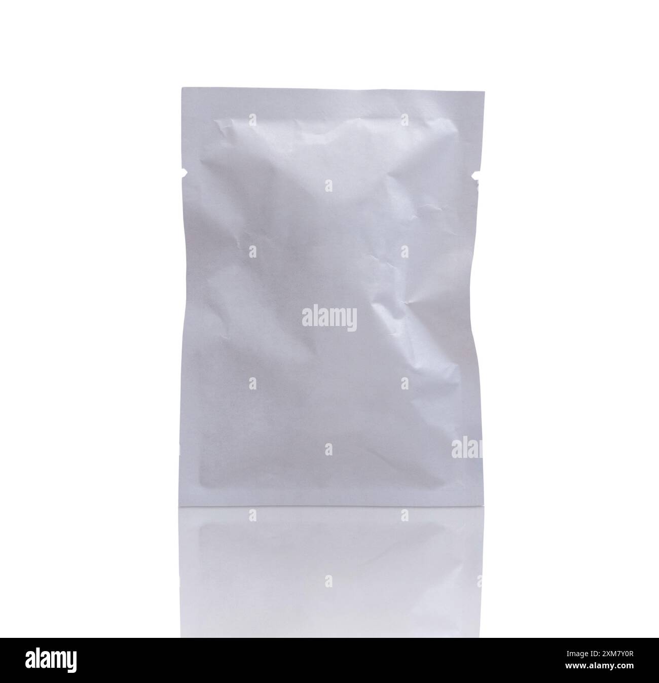 blank white packaging paper sachet isolated on white background with ...