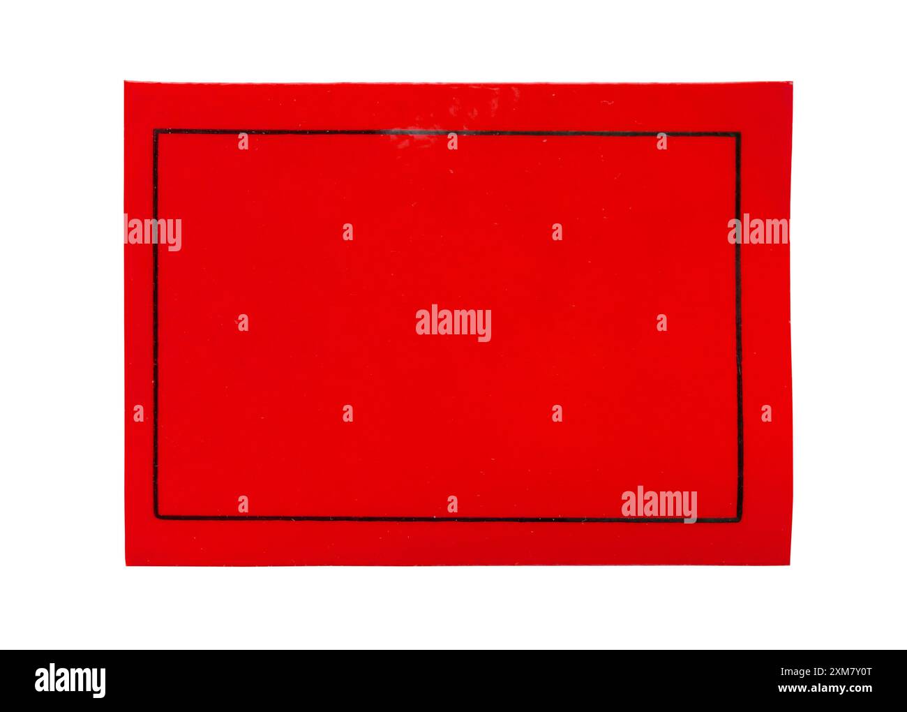 Red paper sticker label isolated on white background Stock Photo - Alamy