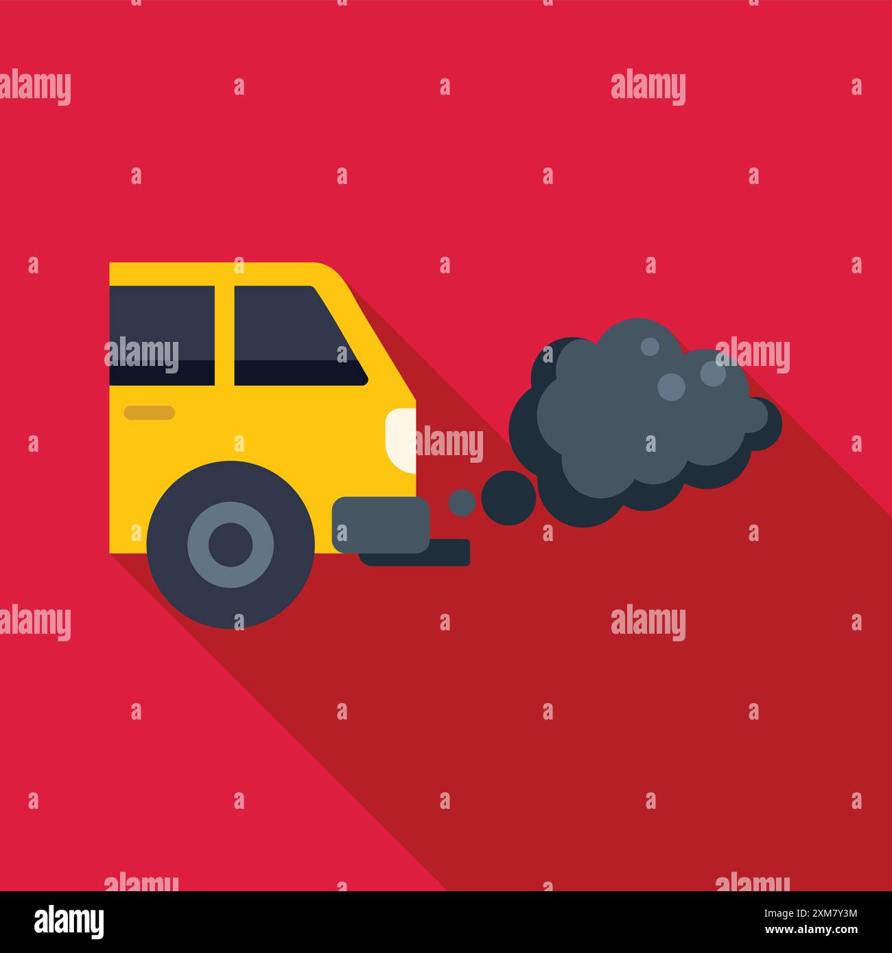 Yellow minivan emitting exhaust fumes, a visual representation of air ...