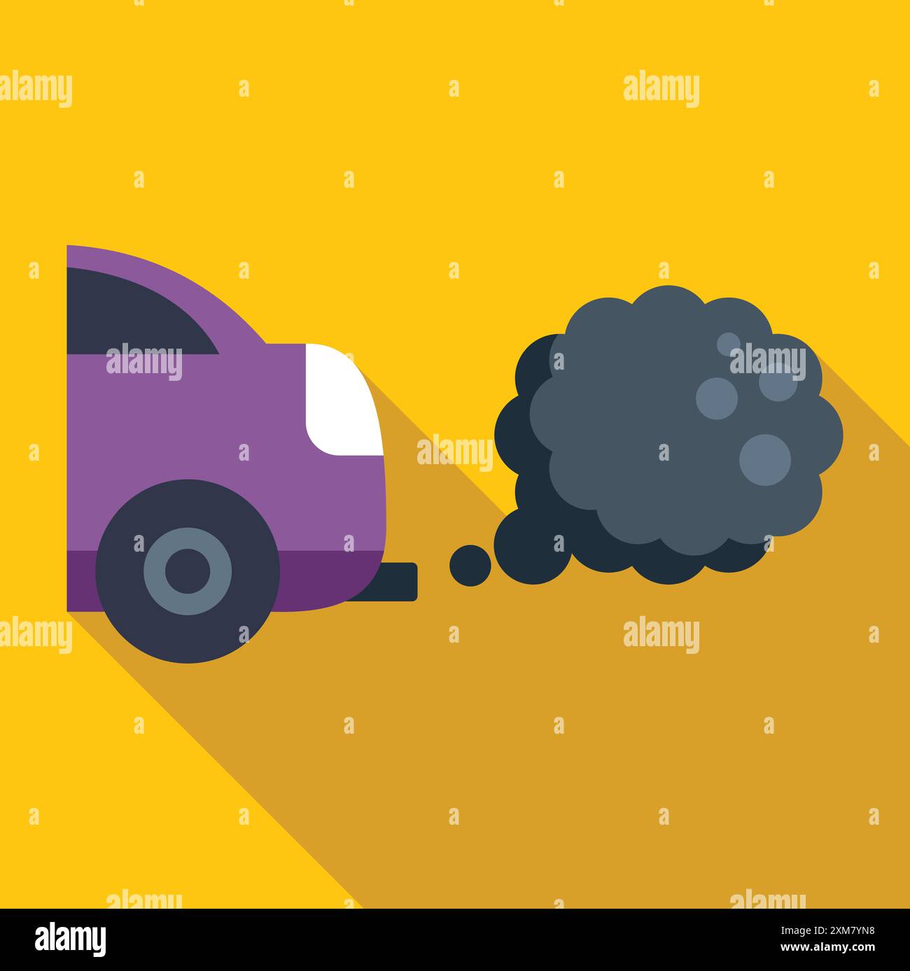 Purple car emitting exhaust fumes, a concept for pollution, environment ...