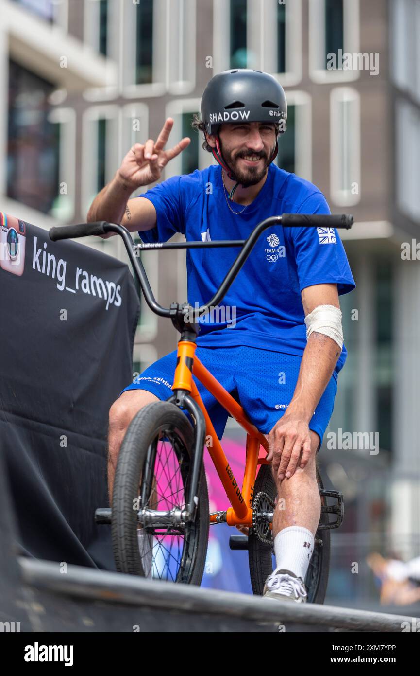 London, UK. 26 July 2024. Jack Clark demonstrates BMX. The official ...