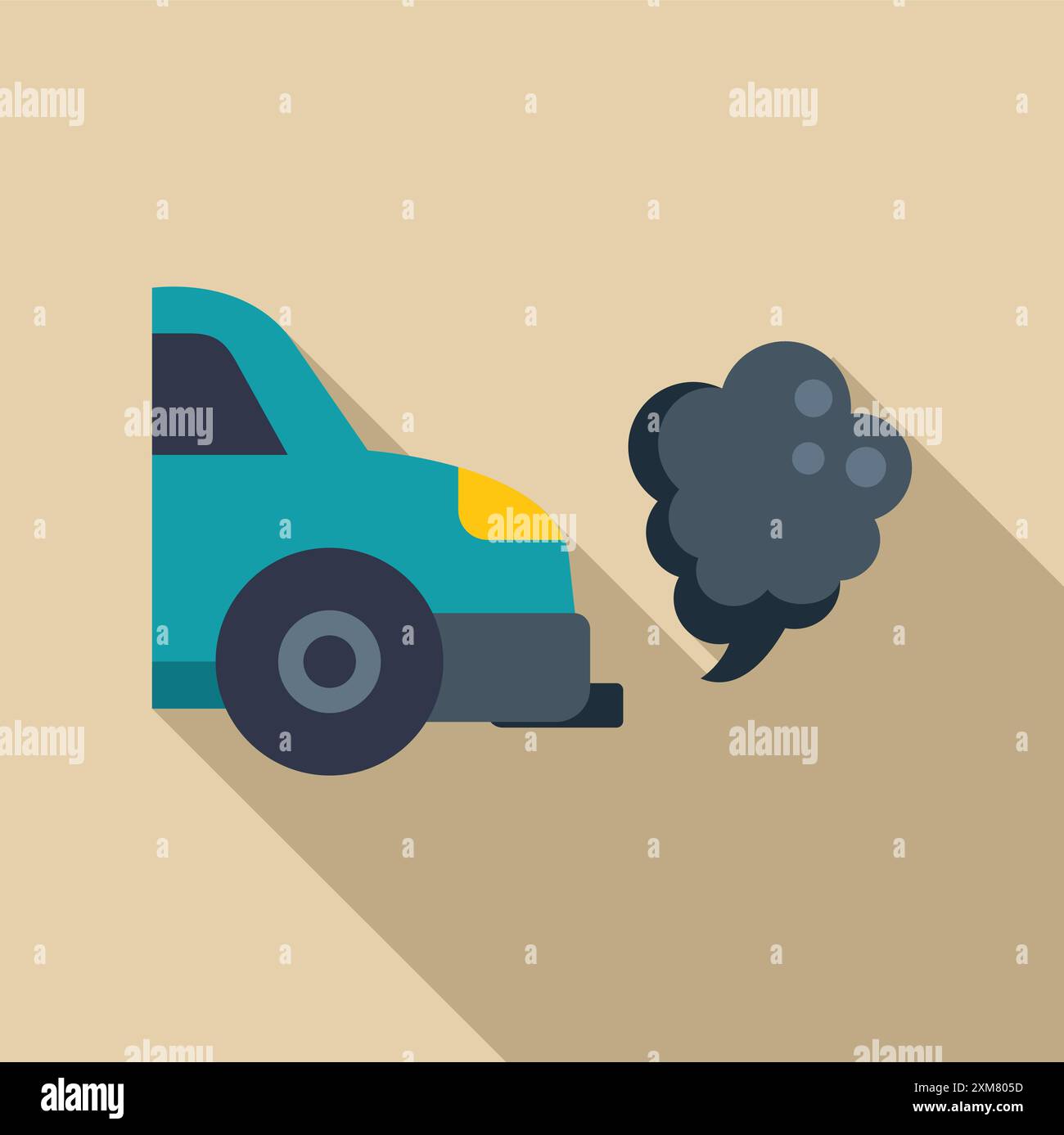 Blue car is releasing a cloud of dark, harmful smoke from its exhaust ...