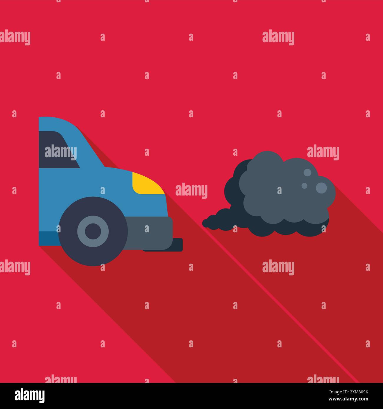 Blue car is emitting black smoke, representing air pollution from ...