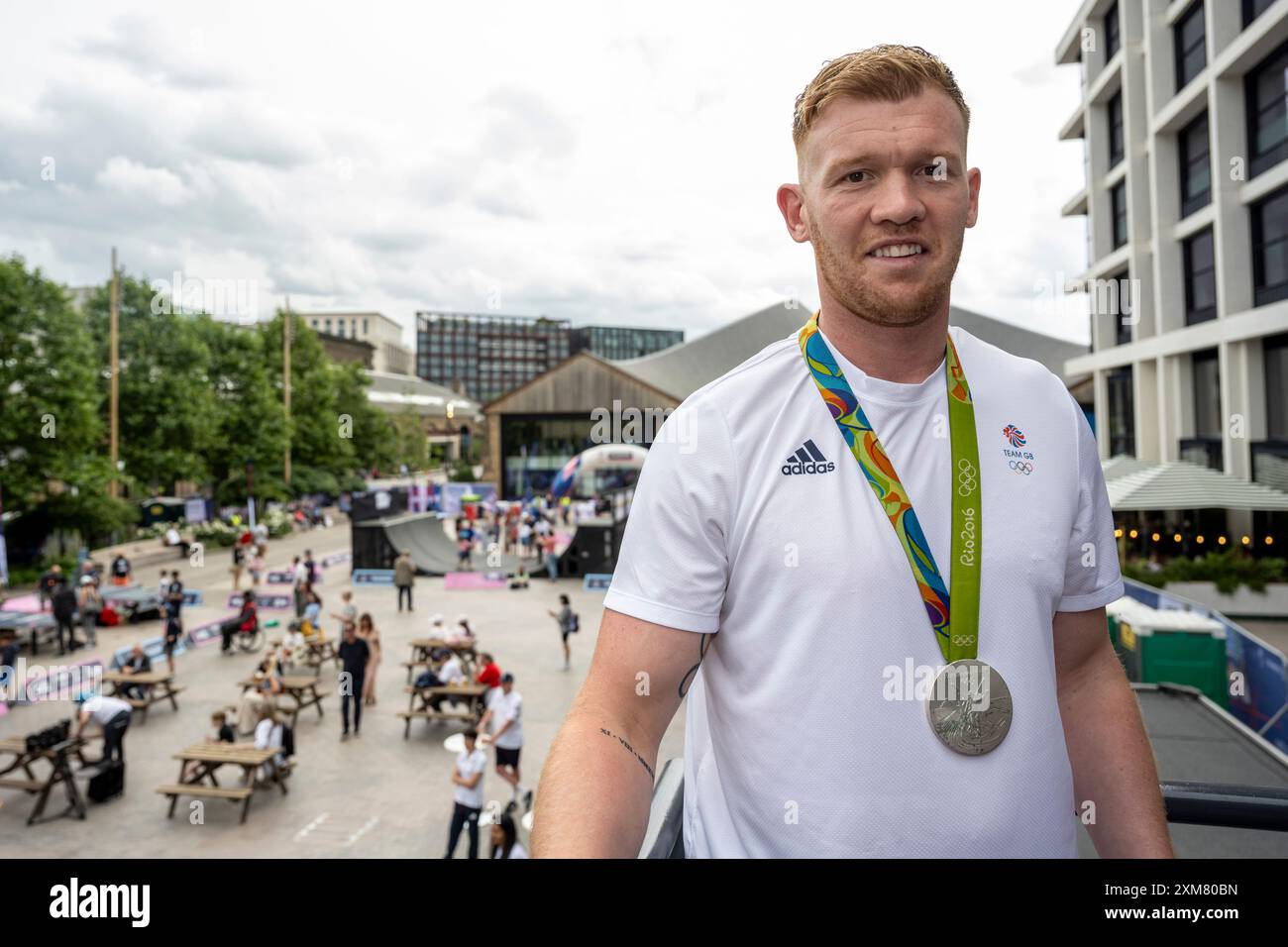London, UK. 26 July 2024. Sam Cross, Team GB Rio 2016 silver medalist ...