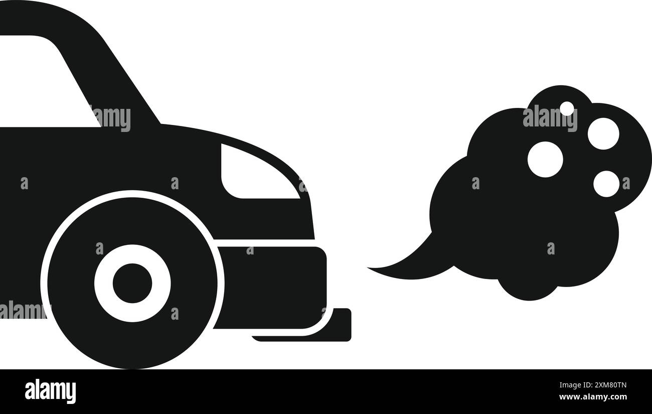 Black silhouette of a car emitting exhaust fumes, symbolizing air ...