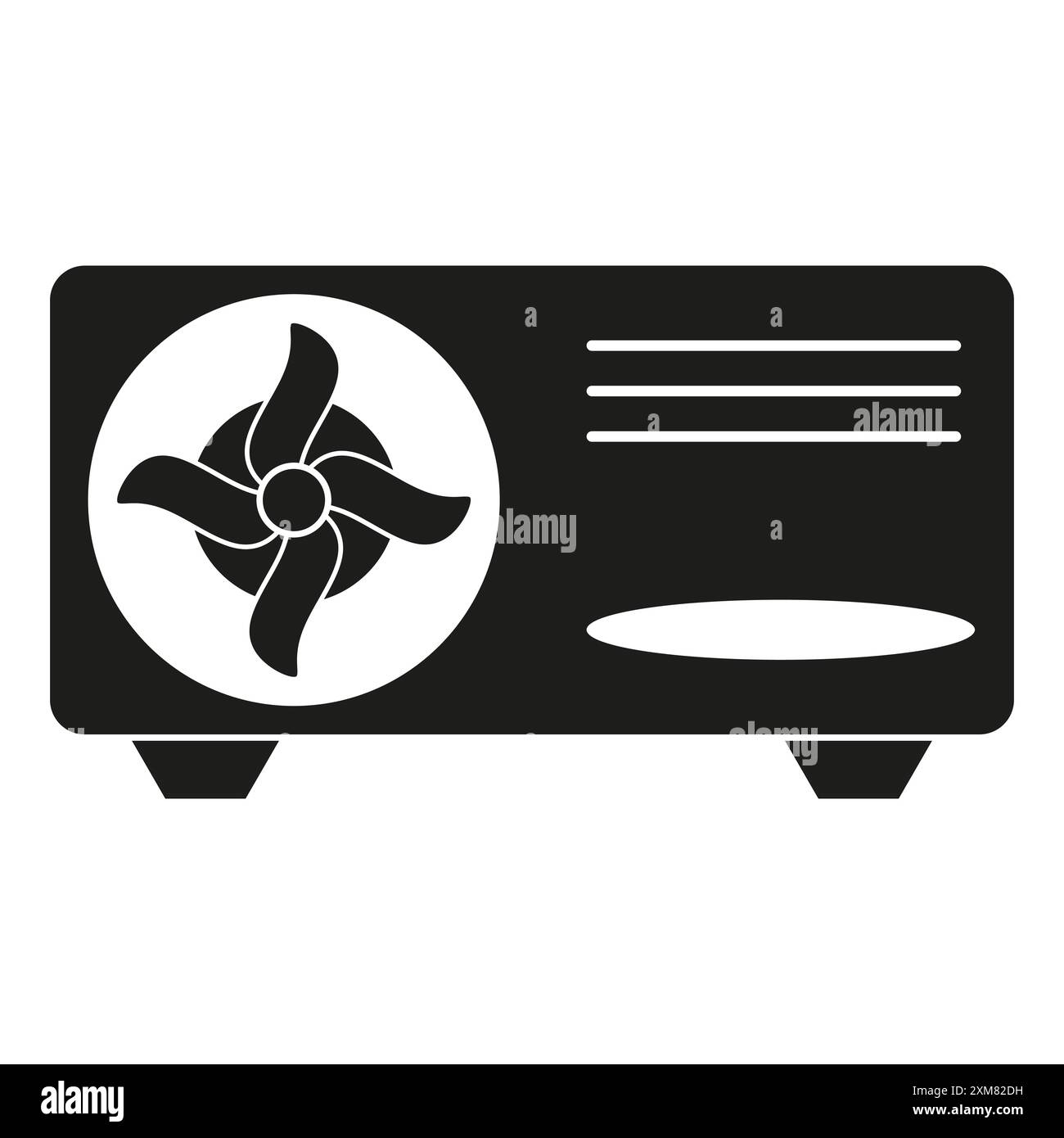 Air conditioning unit. Black and white. Fan and vent. Vector ...