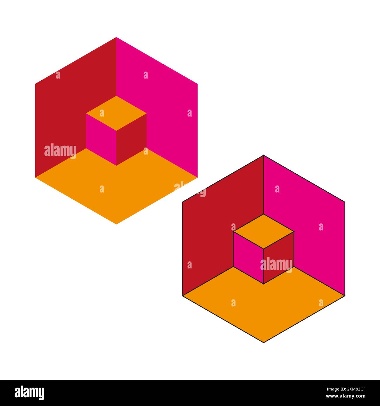 Hexagon cube design. Colorful geometric shapes. Isometric vector ...