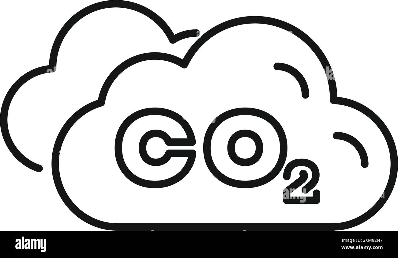 Line art icon of a cloud illustrating carbon dioxide emission concept ...