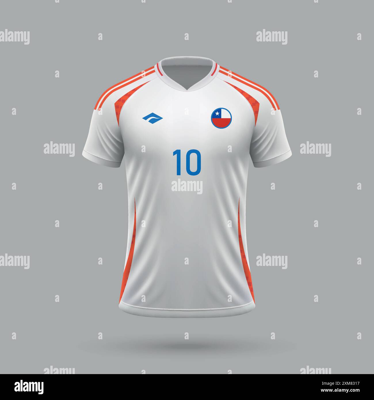 3d realistic soccer away jersey Chile national team, shirt template for ...