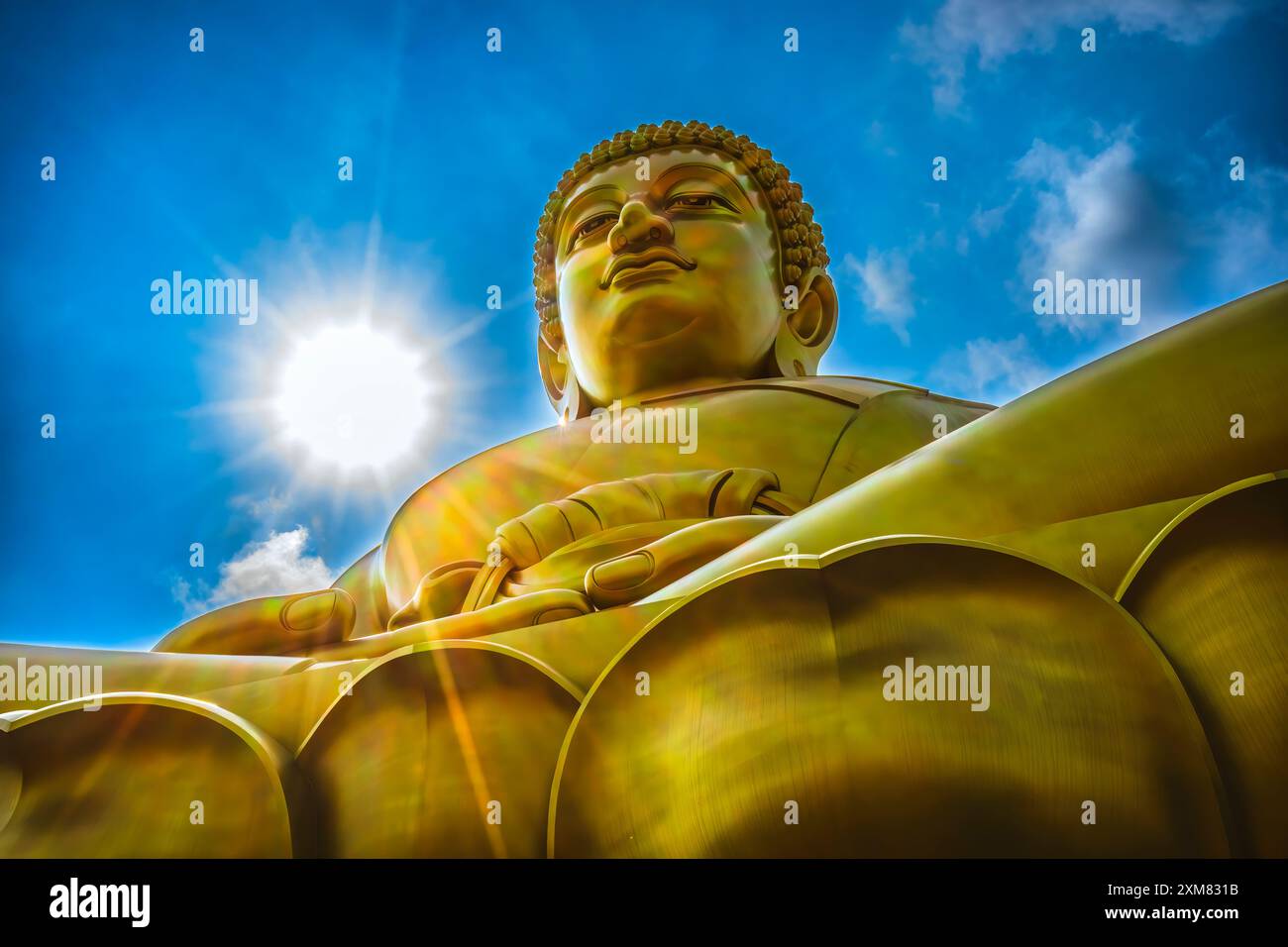 Largest Golden Buddha Sun Wat Paknam Bhasicharoen in Bangkok Thailand. Temple established in ...