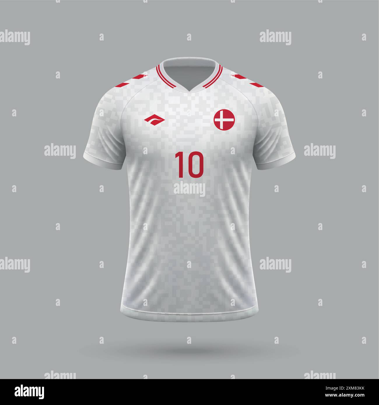 3d realistic soccer away jersey Denmark national team, shirt template ...
