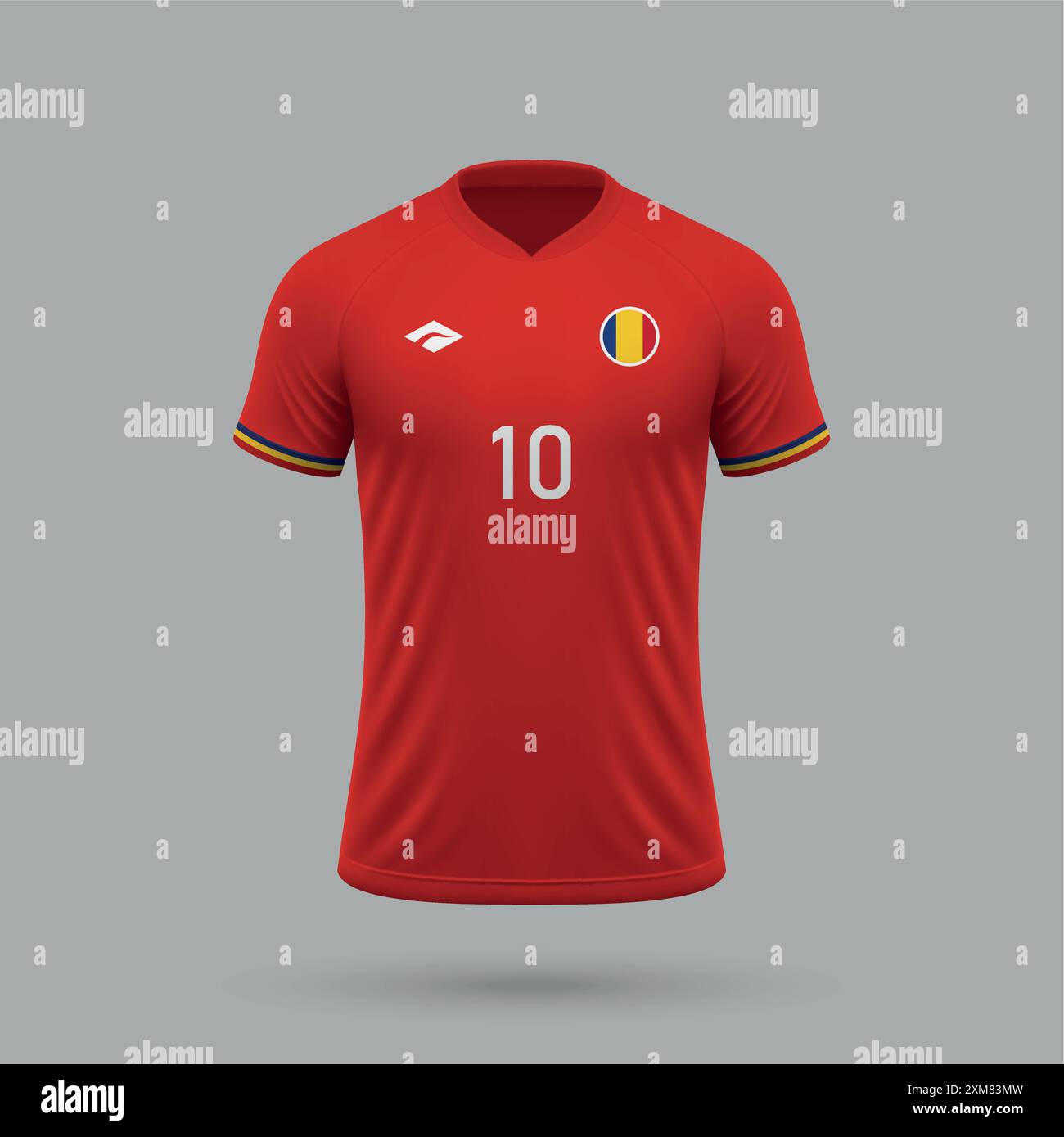 3d realistic soccer away jersey Romania national team, shirt template ...